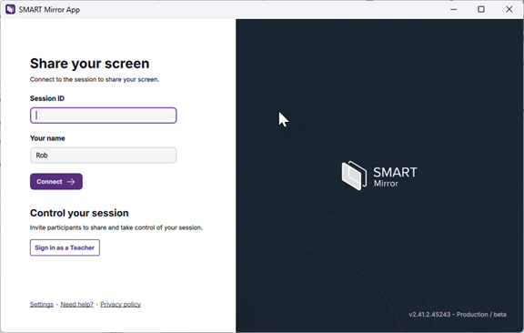 Sharing from a Windows computer - Screen sharing